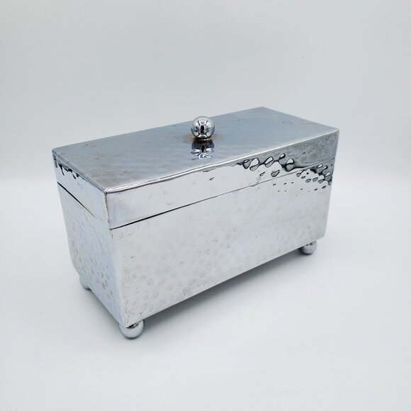 Source Unknown | Accents | Vintage Hammered Silver Metal Box With Lid ...